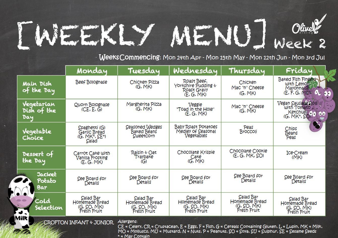 School Lunch Menus - Crofton Infant School